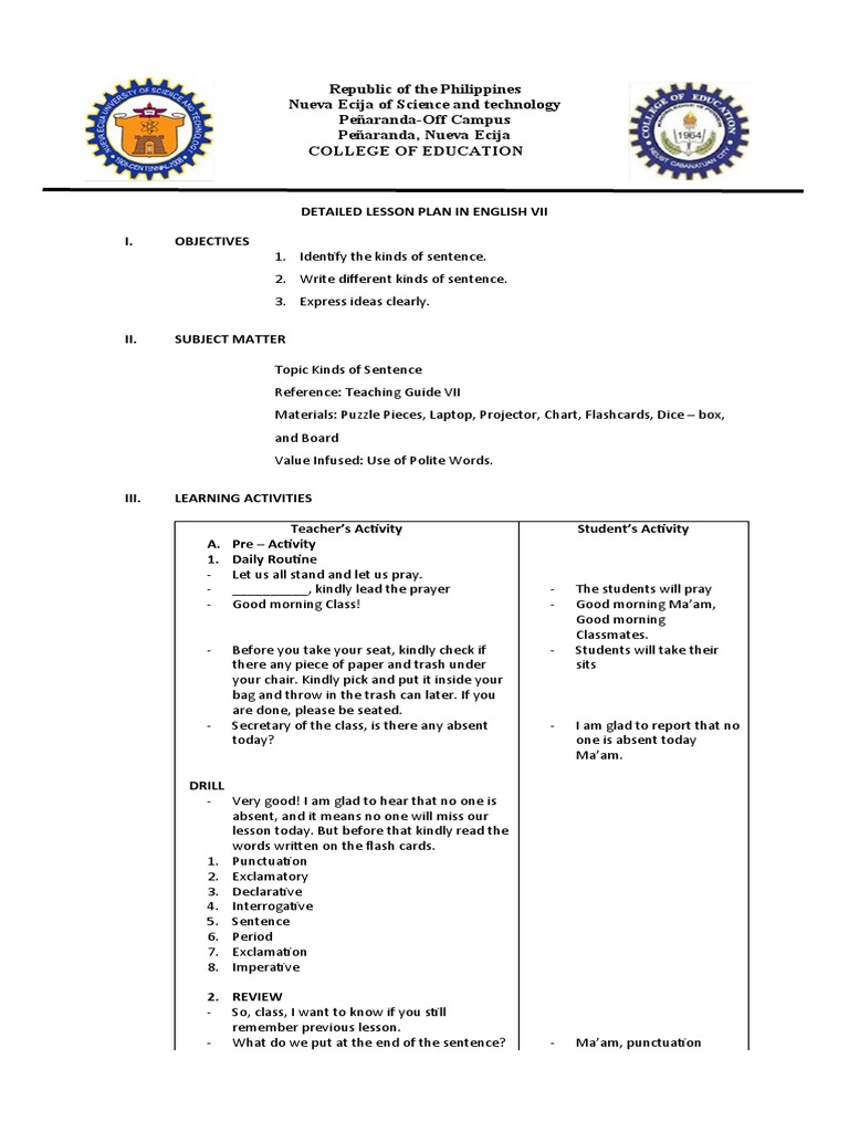 Lesson Plan Sir Dalangin | PDF | Question | Language Mechanics