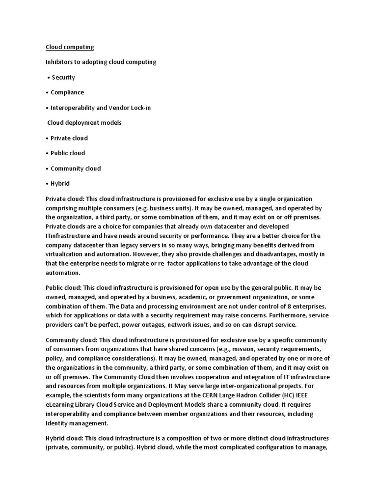 An Overview of Cloud Computing Deployment Models, Distributed Systems Architectures, and ...
