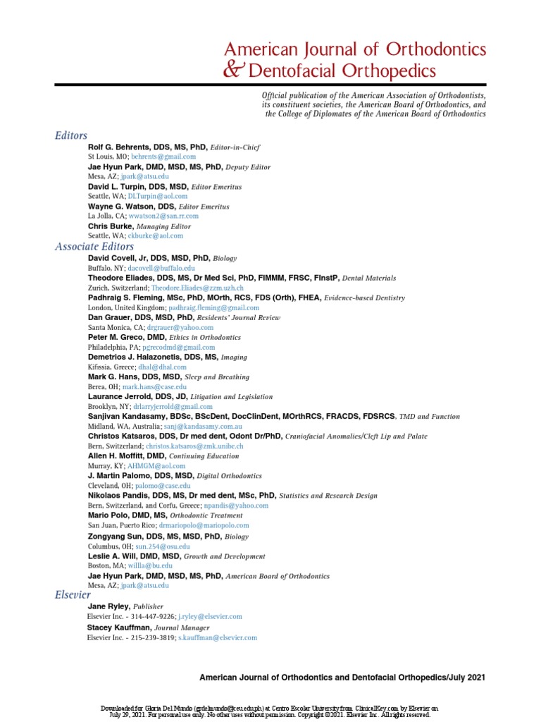 AJODO (American Journals of Orthodontics and Dentofacial Orthopedics ...