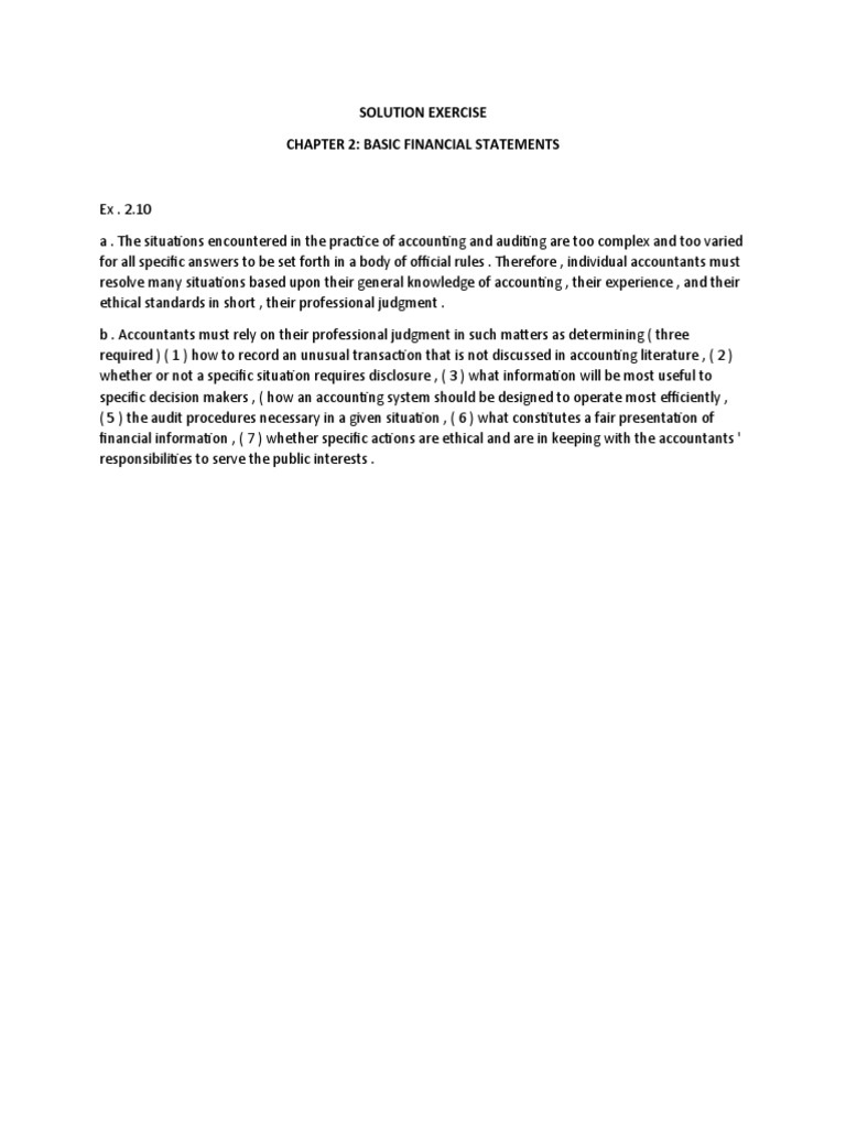 Chapter 2 Basic Financial Statements Ex 2.10 | PDF