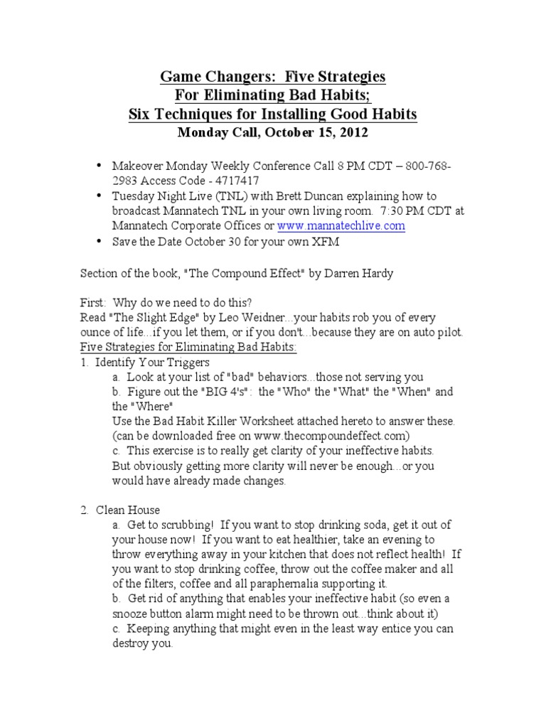 The Compound Effect Changing Habits | Download Free PDF | Habits