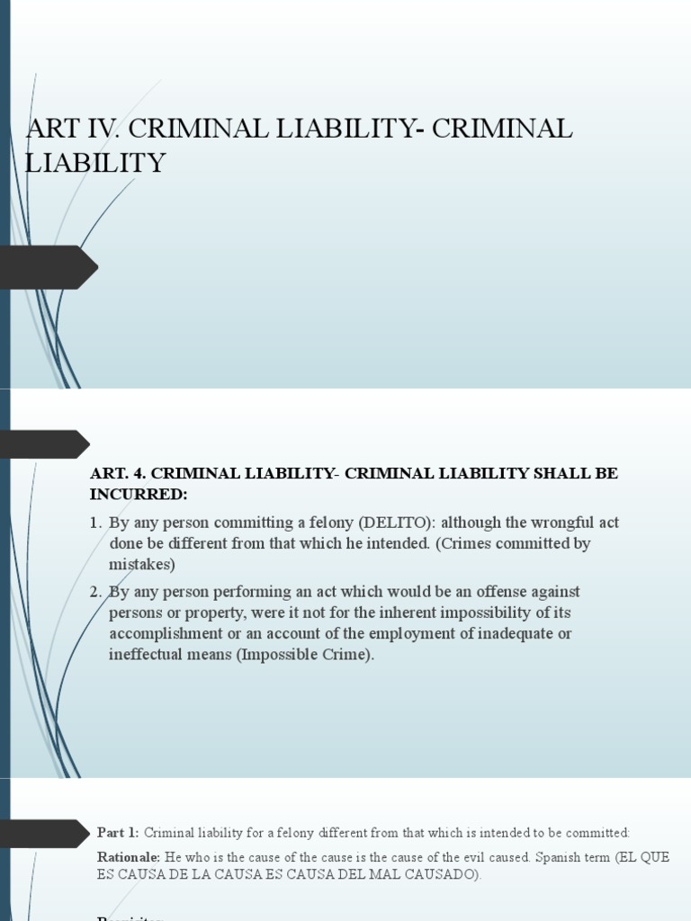 Art Iv. Criminal Liability-Criminal Liability | PDF | Social Science | Law