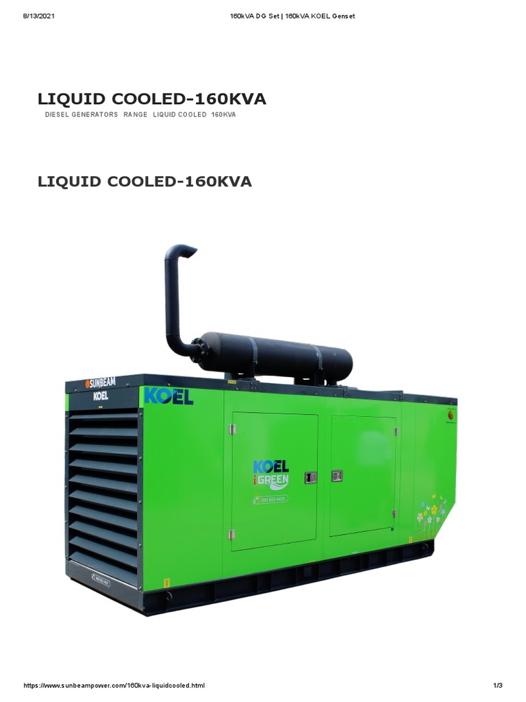 160kVA KOEL DG Set Specifications | PDF | Electric Power | Electricity