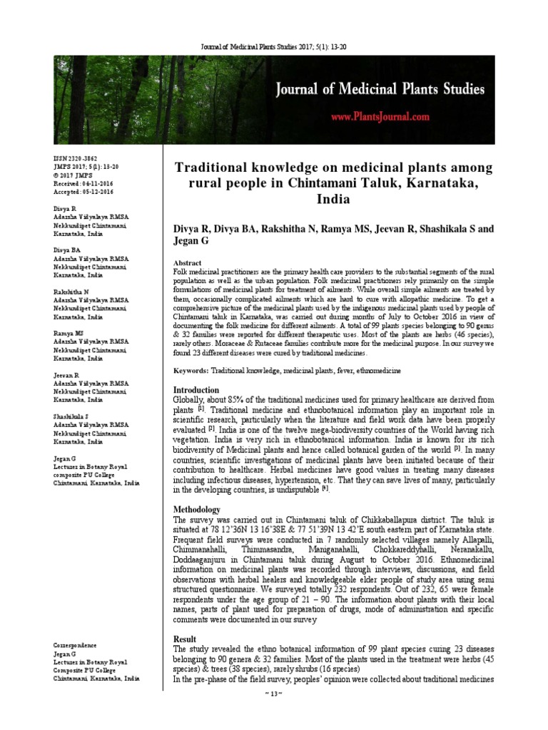 Journal of Medicinal Plants Studies | PDF | Traditional Medicine ...