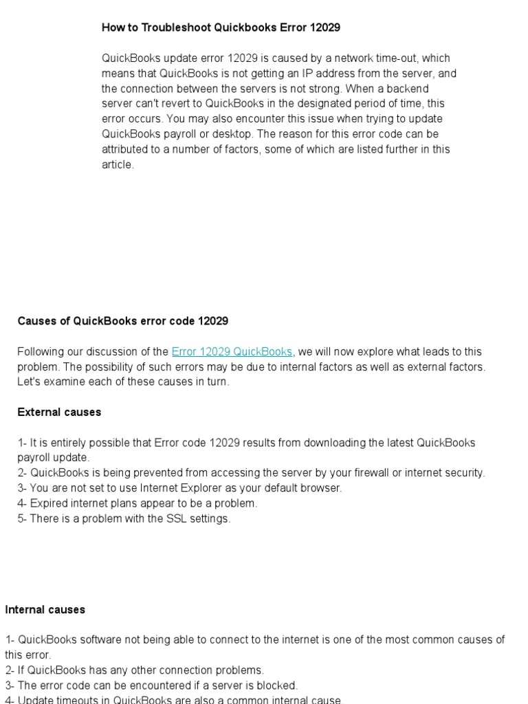 How To Troubleshoot Quickbooks Error 12029 | PDF | Quick Books ...