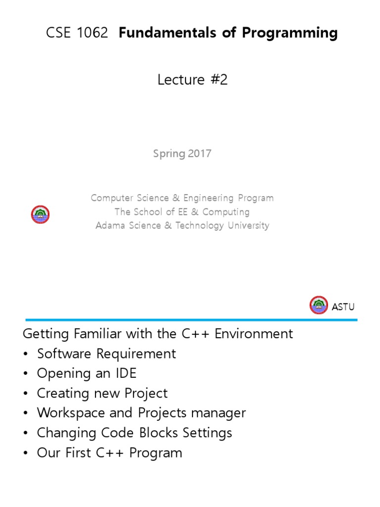CSE 1062 Fundamentals of Programming Lecture #2: Spring 2017 | PDF | Integrated Development ...