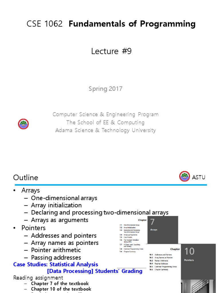 Lecture 9 | PDF | Pointer (Computer Programming) | Array Data Structure