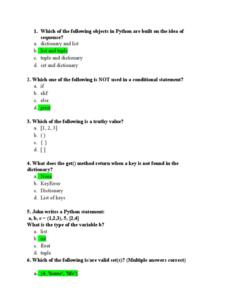 Python and Data Analysis Quiz Questions | PDF | Dependent And ...