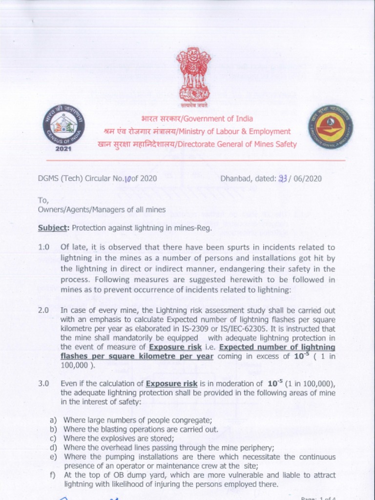 DGMS (Tech) Circular No 10 of 2020 | PDF