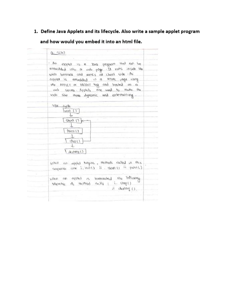 Define Java Applets And Its Lifecycle Also Write A Sample Applet