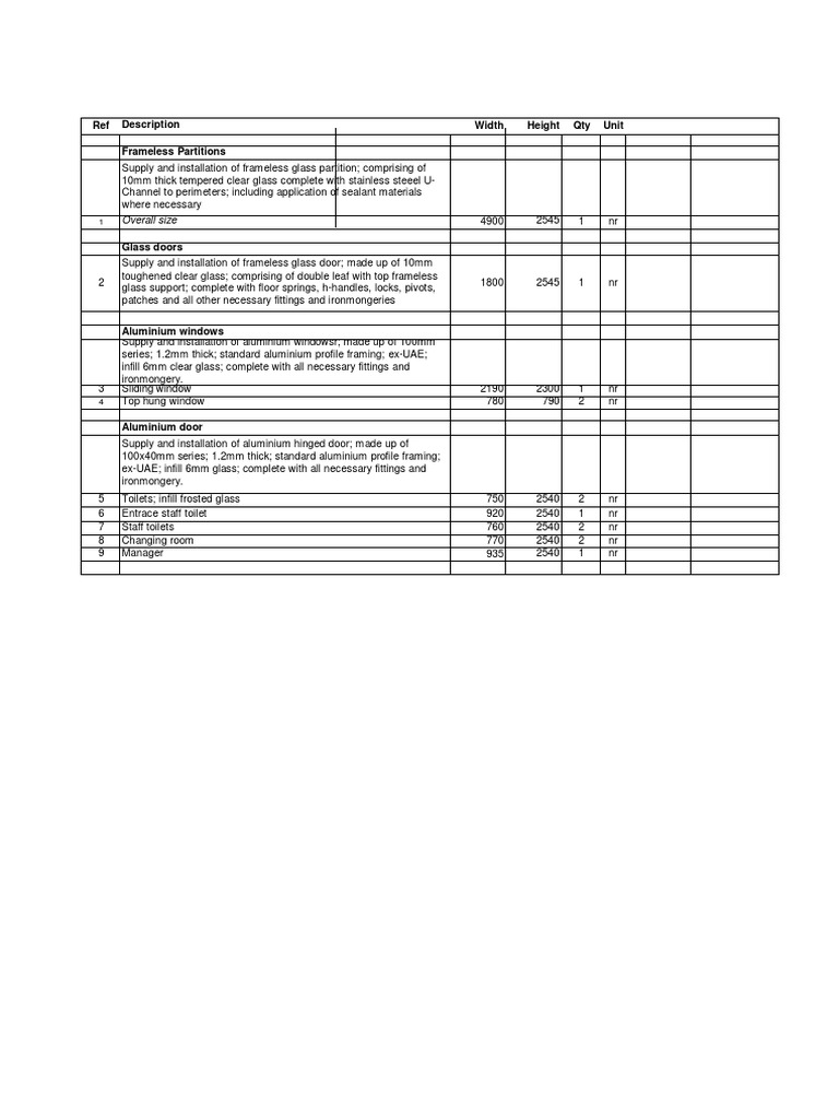 Frameless Glass Partitions, Windows and Doors PDF | PDF