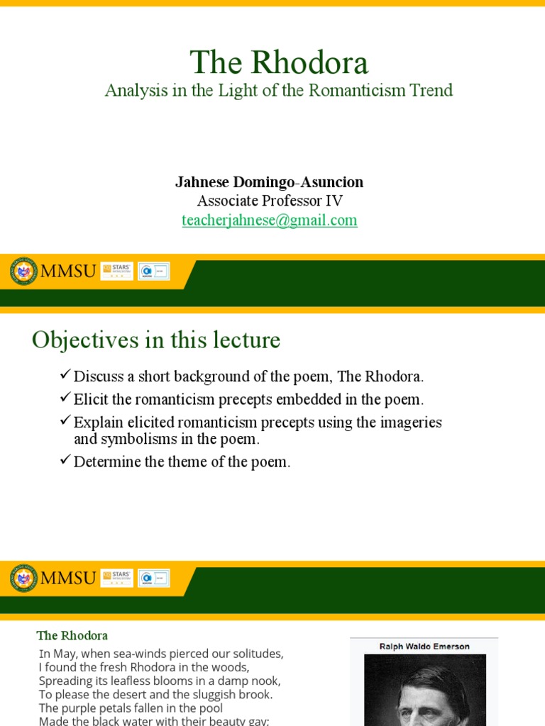 Romanticism in "The Rhodora" | PDF | Transcendentalism | Romanticism