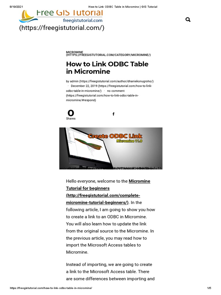 How To Link ODBC Table in Micromine - GIS Tutorial | PDF | Databases ...
