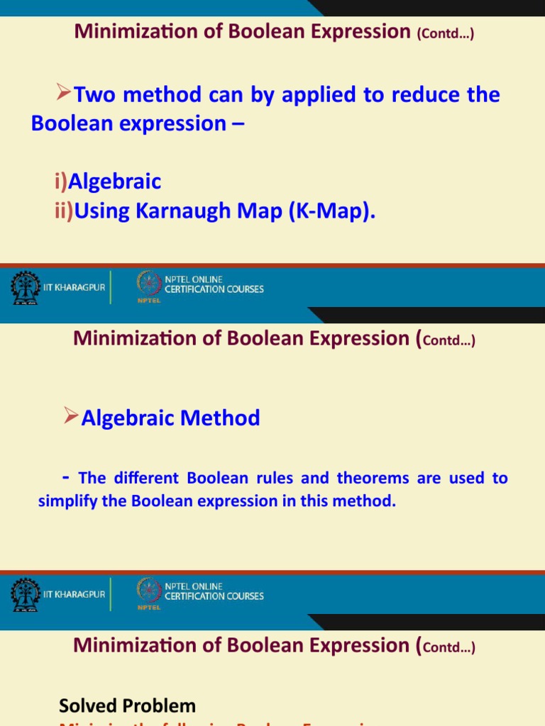 Two Method Can by Applied To Reduce The Boolean Expression - Algebraic ...
