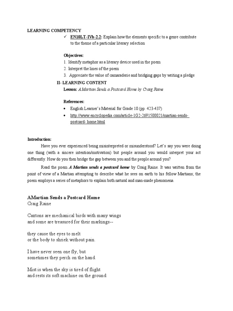 A Martian Sends A Postcard Home | PDF