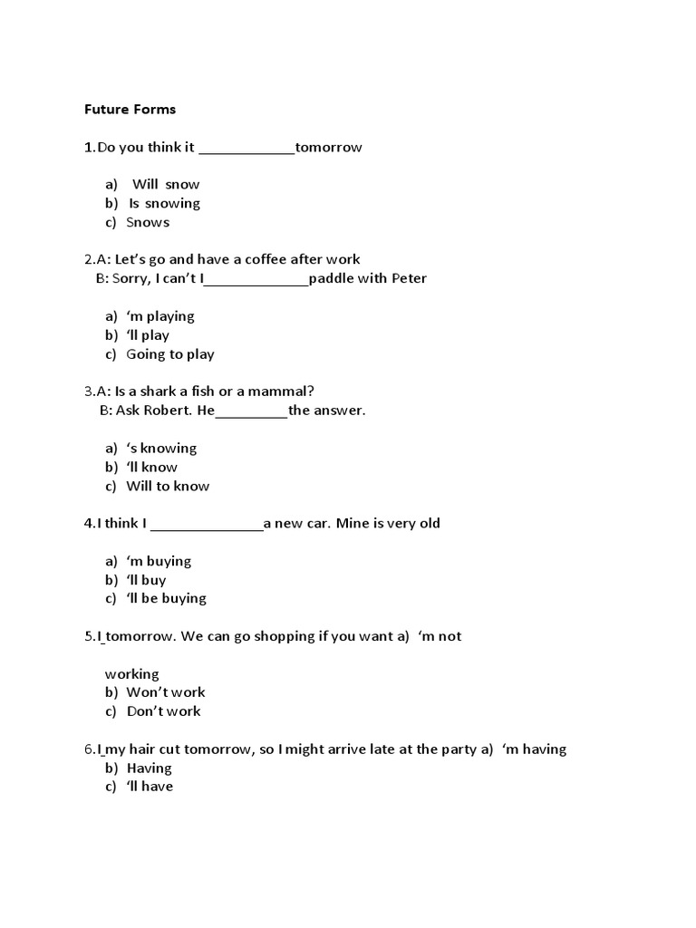 Future Forms Test | PDF
