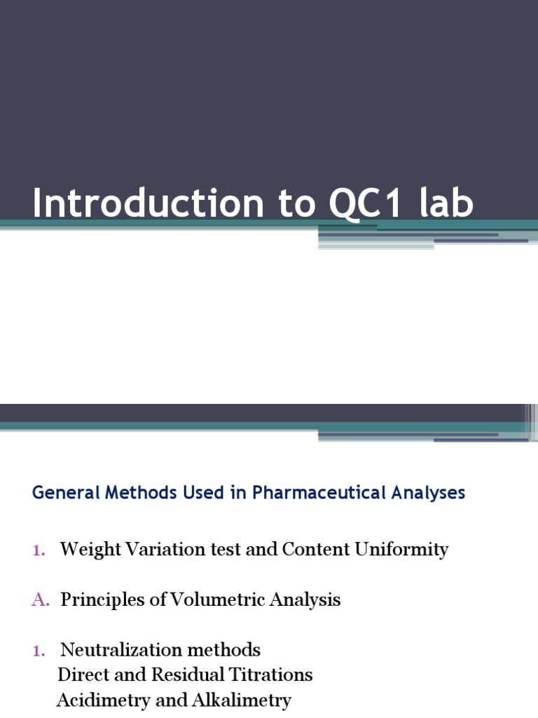 Intro To QC | PDF | Chemistry | Titration