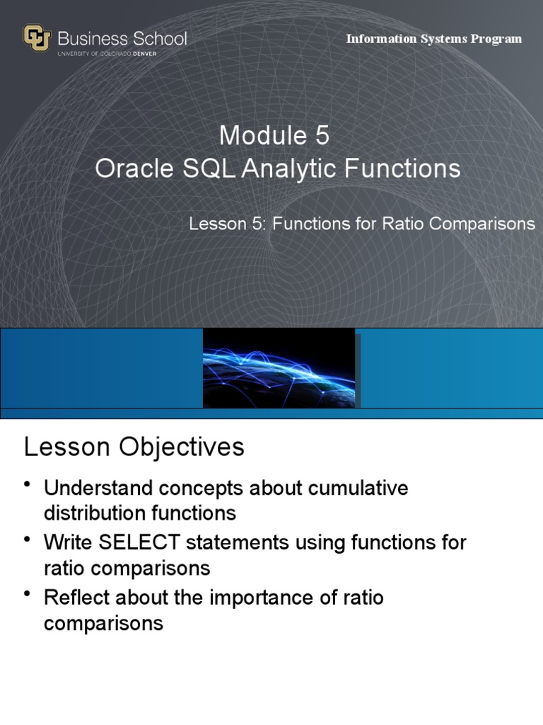 Oracle SQL Analytic Functions: Lesson 5: Functions For Ratio Comparisons | PDF | Sales