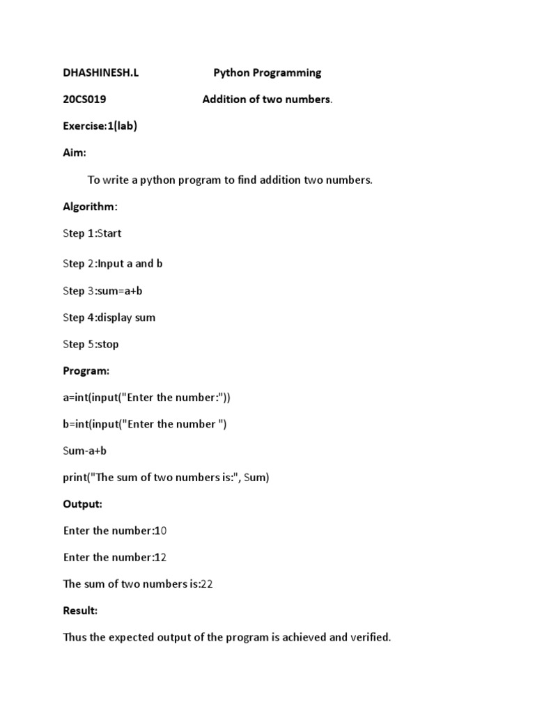Python Program for Adding Numbers | PDF