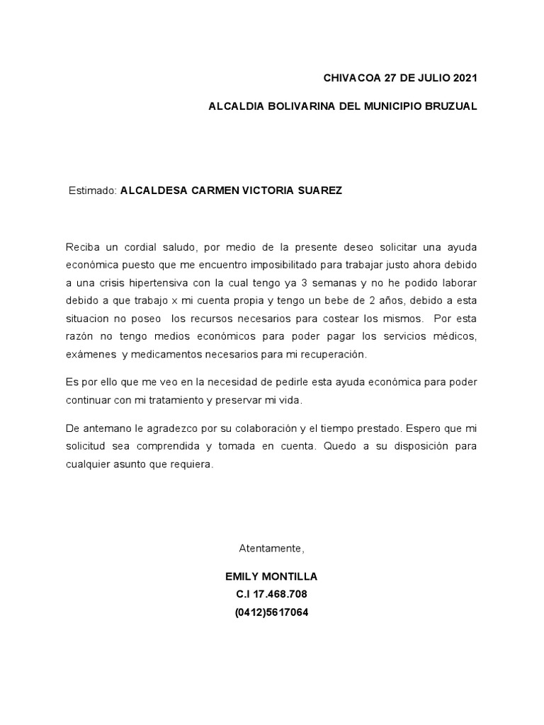 Modelo de Carta de Solicitud de Ayuda | PDF | Estilo de vida