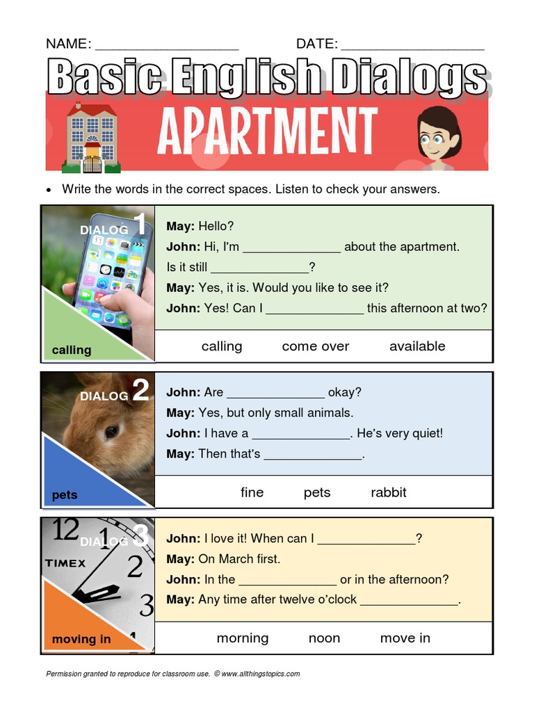 Basic English Dialogs Apart | PDF | Behavior Modification | Human Communication