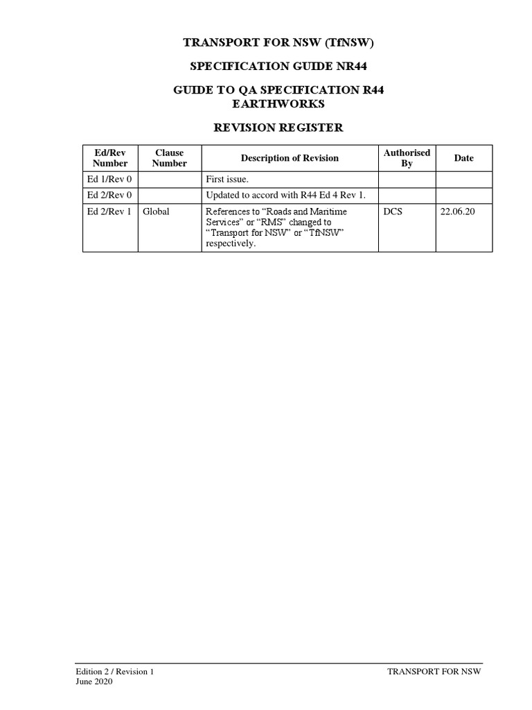 nr44 RMS Earthwork | PDF | Road | Specification (Technical Standard)