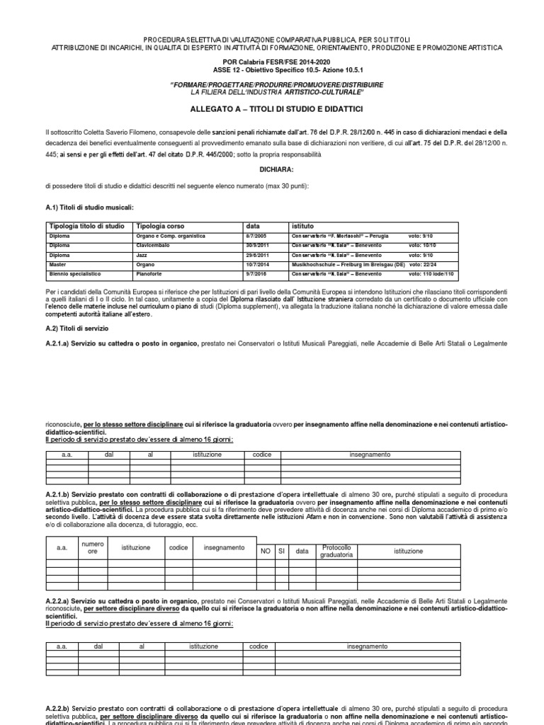 Allegato A - A.A. 2021-2022 | PDF