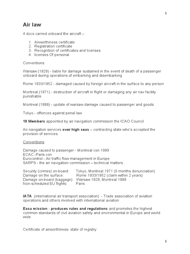 Air Law: An Overview of Key Regulations, Conventions, Organizations and ...