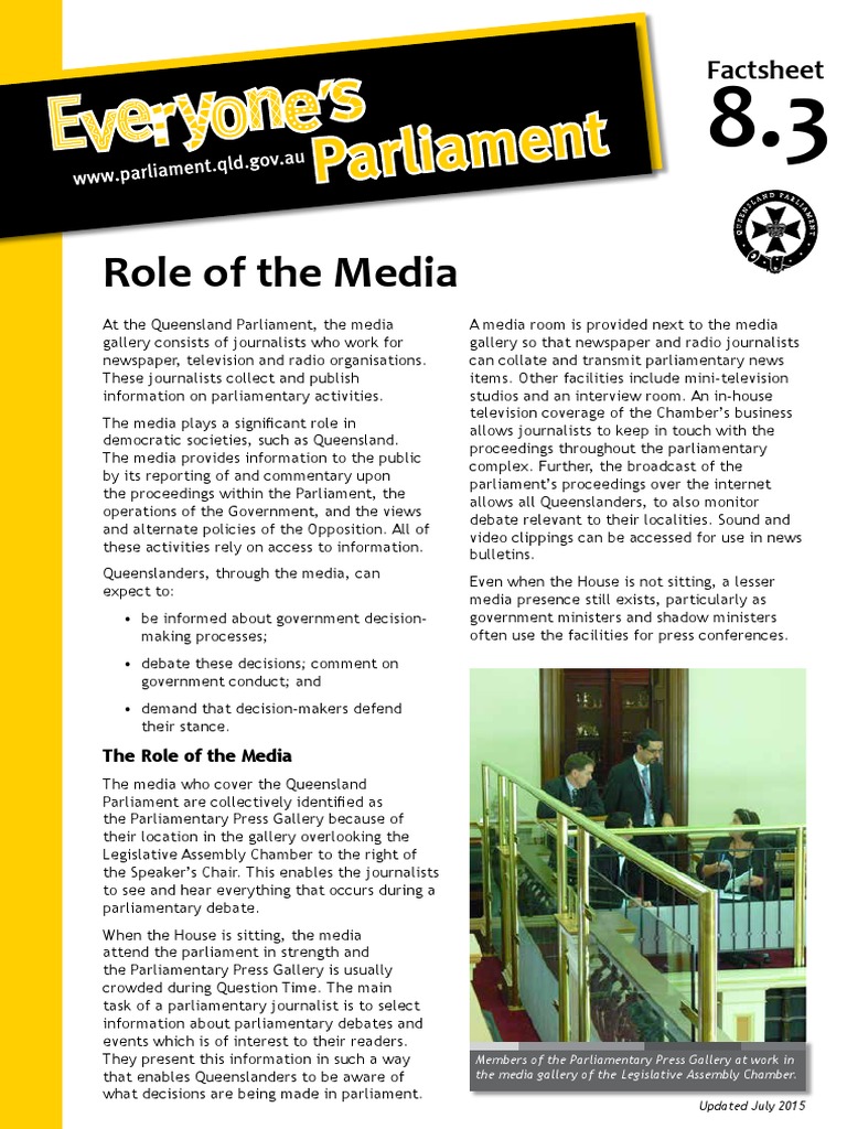Media's Role in Queensland Parliament | PDF | News | Parliament