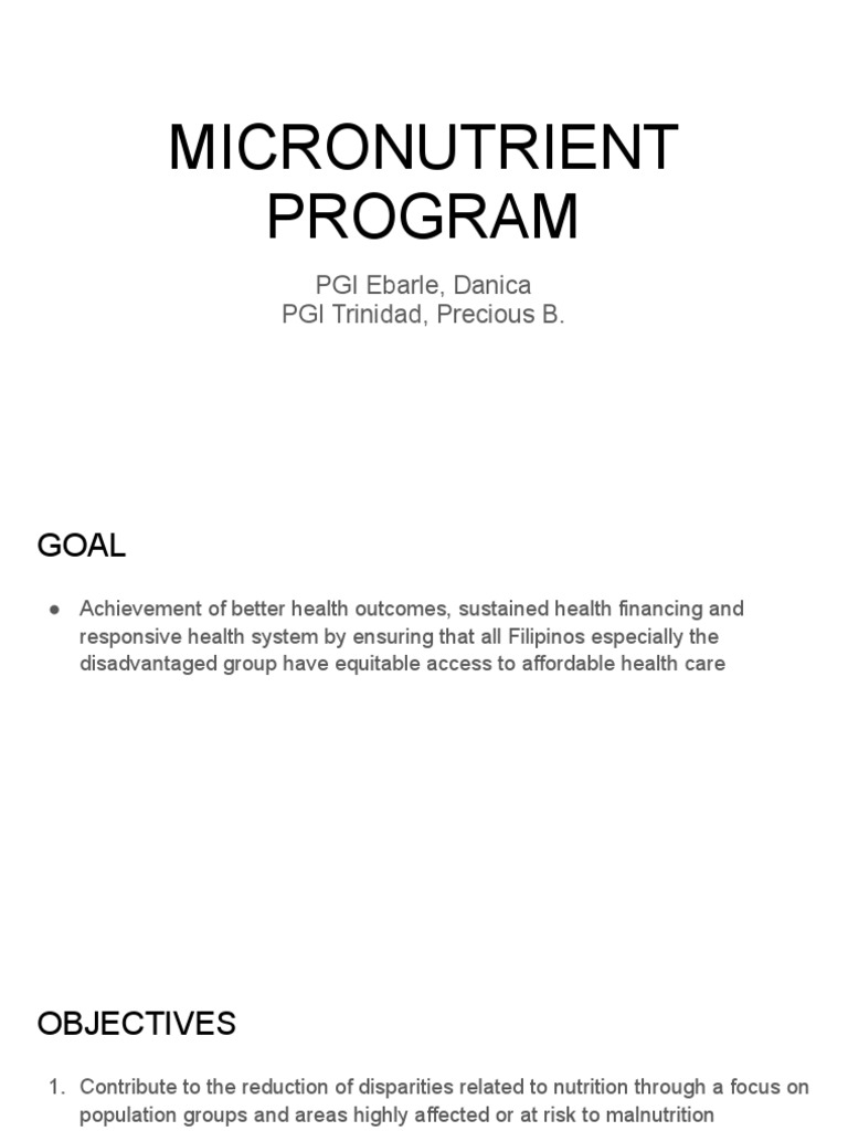 Micronutrient Program | PDF | Micronutrient | Dietary Supplements