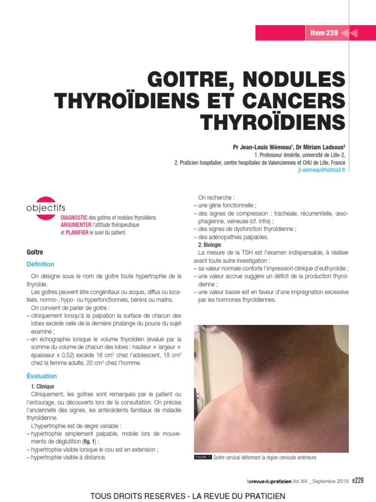 Goitre, Nodules Thyroïdiens Et Cancers Thyroïdiens - RDP - 2019 - 7 ...