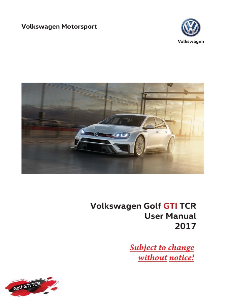 Golf Gti TCR User Manual My17 | PDF
