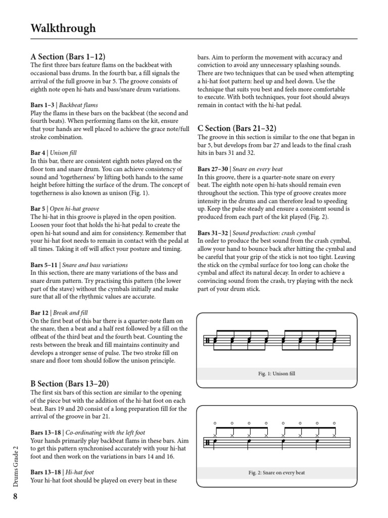 Drums Grade 2 8 | PDF | Drum Kit | Musical Forms