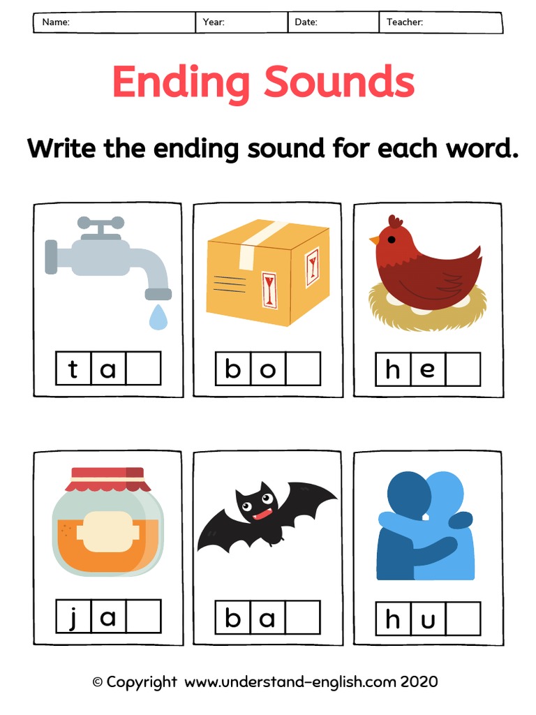 Ending Sounds Worksheets | PDF