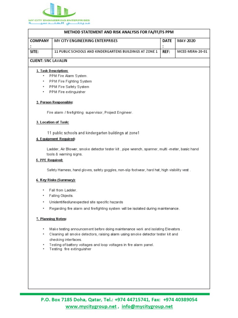 PPM Method Statement and Risk Analysis | Download Free PDF ...