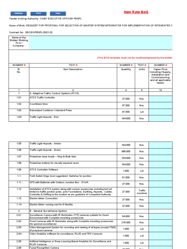Item Rate Boq: Validate Print Help | Download Free PDF | Traffic Light ...