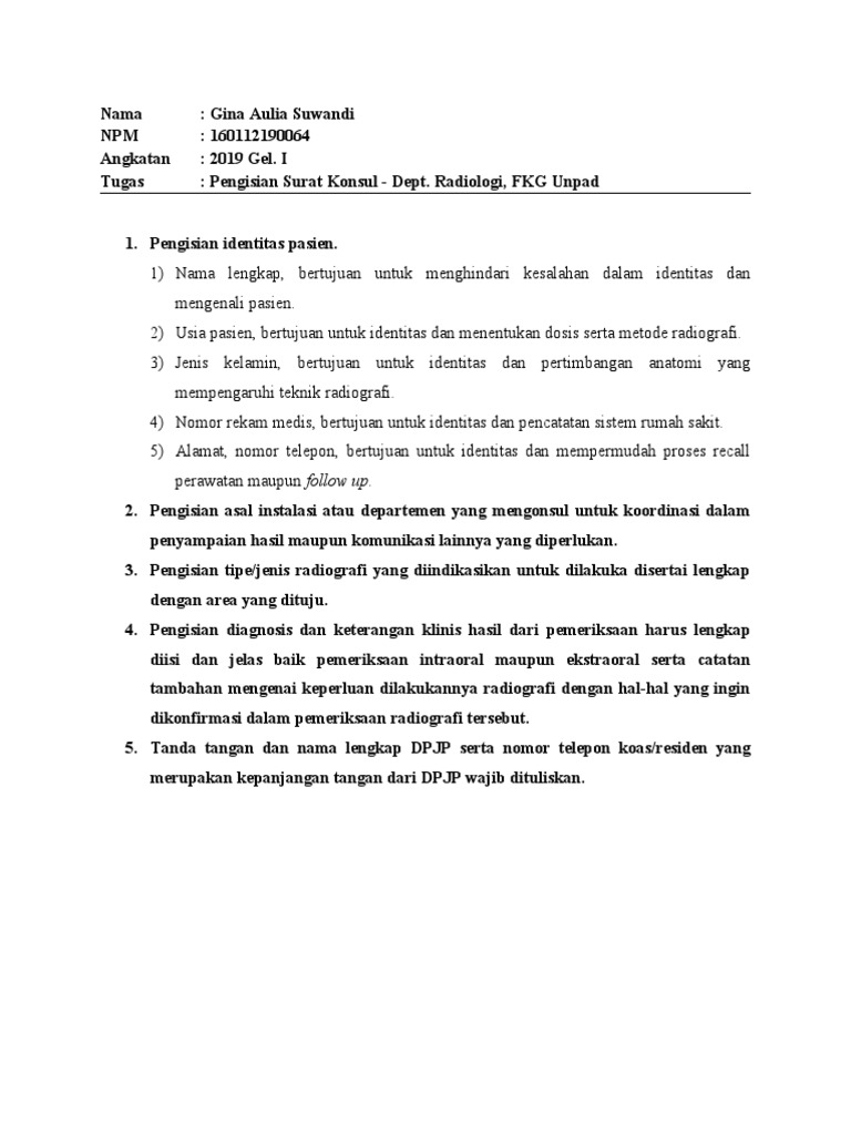 Gina Aulia Suwandi - 160112190064 - Pengisian Surat Konsul | PDF