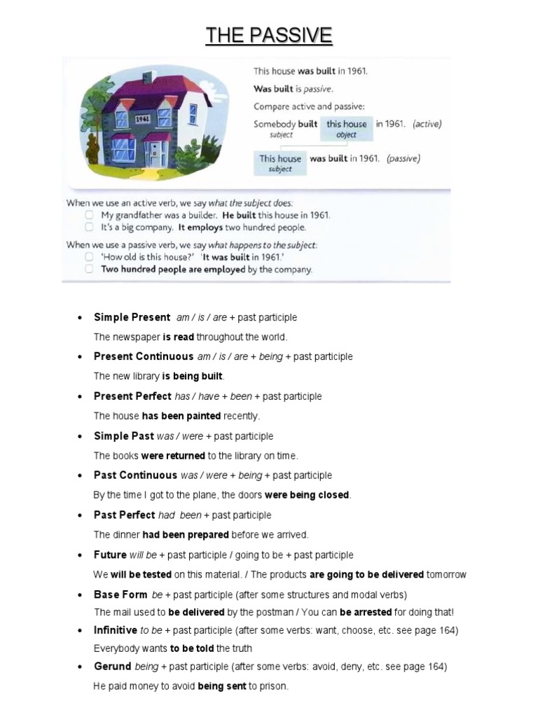 Unit 8A Grammar The Passive Review Chart | PDF