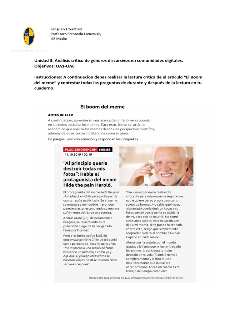 Guía Meme | PDF | Artes del Lenguaje y Comunicación