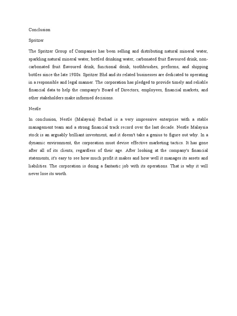 Conclusion Spritze & Nestle | PDF