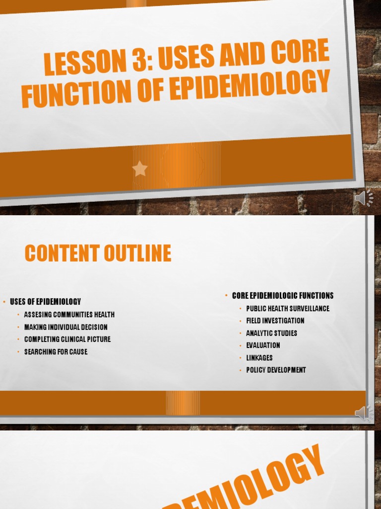 Lesson 3 USes and Core Function in Epidemiology | PDF | Epidemiology ...