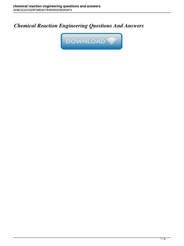 Chemical Reaction Engineering Questions and Answers | PDF | Multiple ...