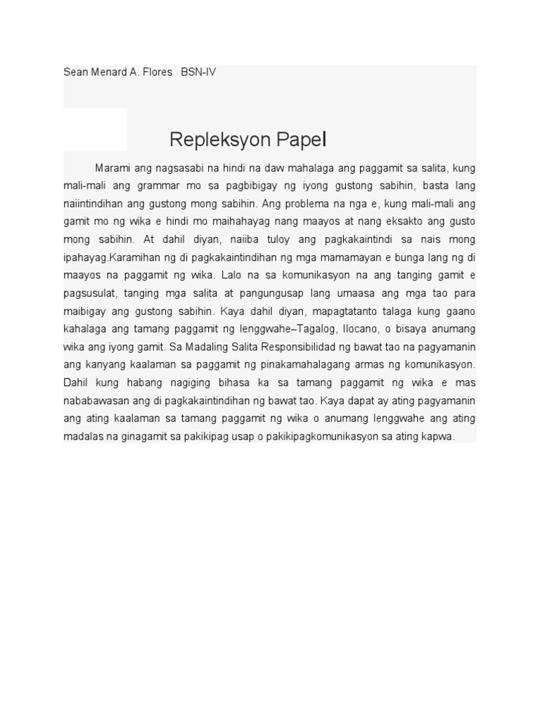 Repleksyong Papel | PDF