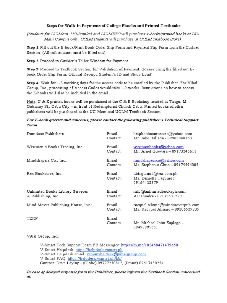 Ebooks and Printed Textbooks Students Ordering Procedures | PDF | E ...