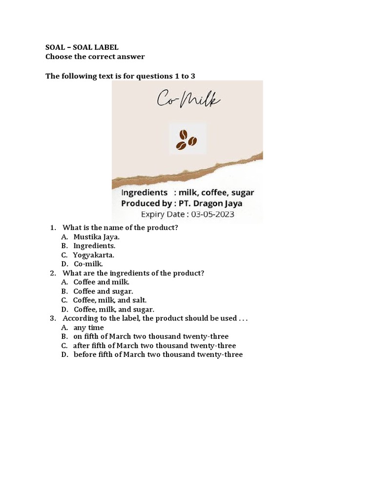 Soal - Soal Label Choose The Correct Answer The Following Text Is For ...
