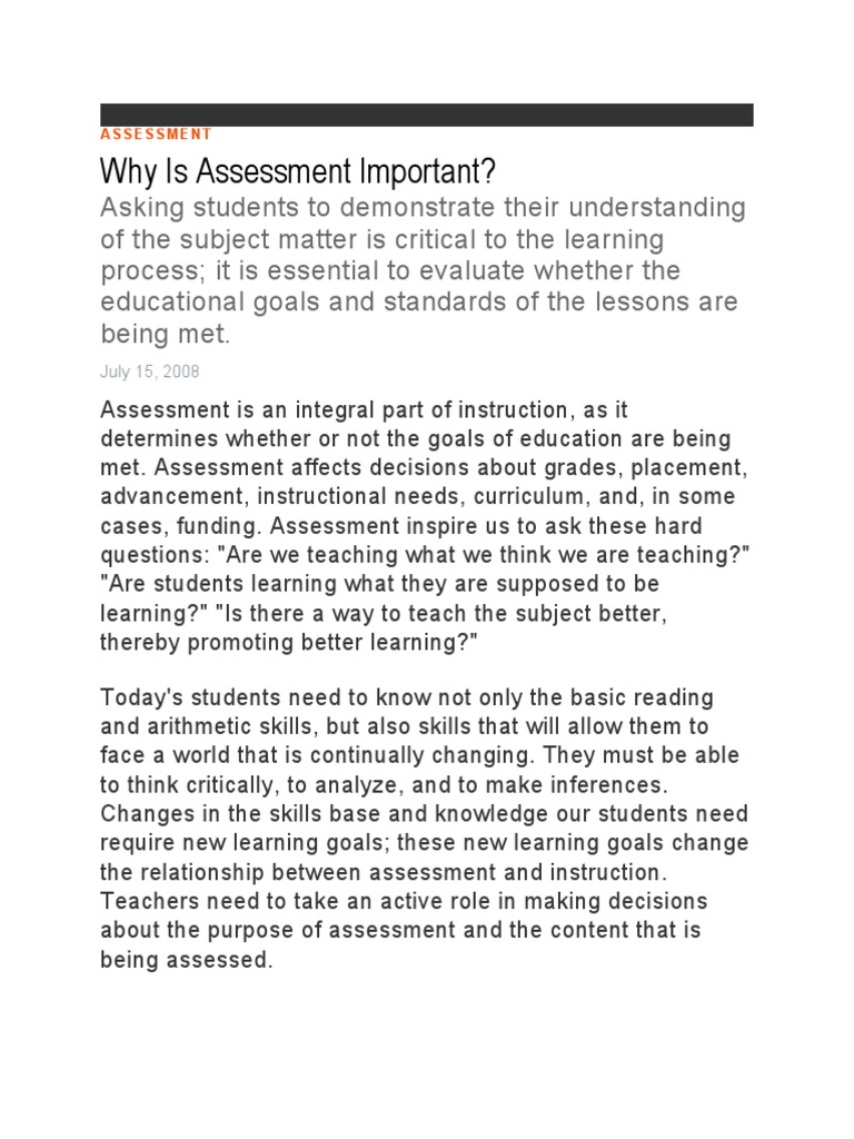 Study This! Importance of Assesment | PDF | Educational Assessment ...