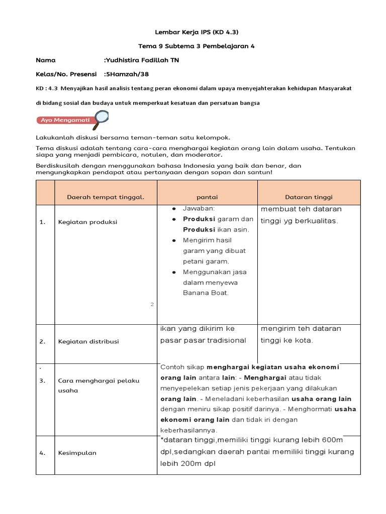 LKPD Ips Tm9 St3 Pb4 (KD 4.3) | PDF