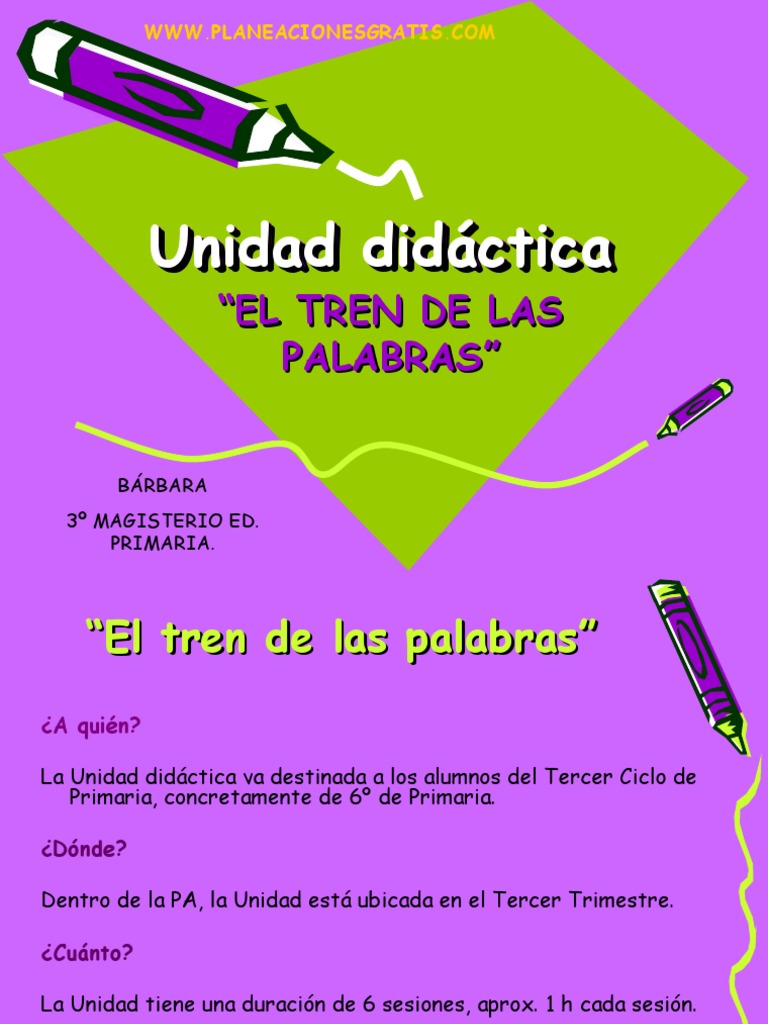 El Tren de Las Palabras | PDF | Asunto (gramática) | Predicado (Gramática)