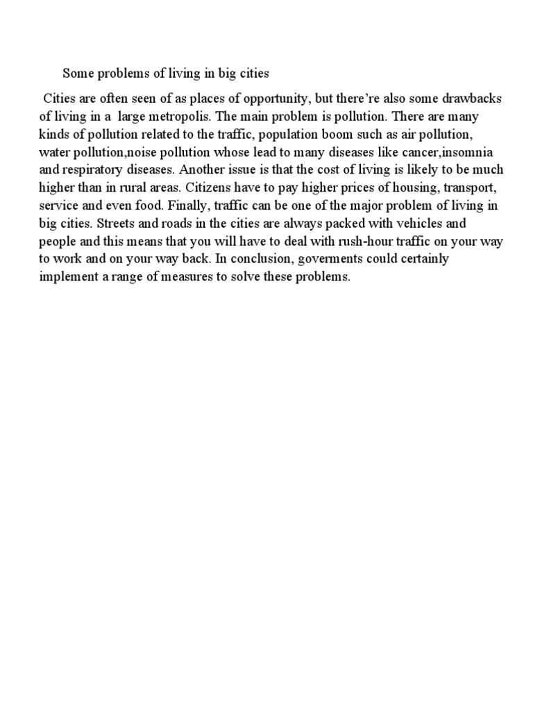 Big City Living: Pollution & Costs | PDF | Social Science
