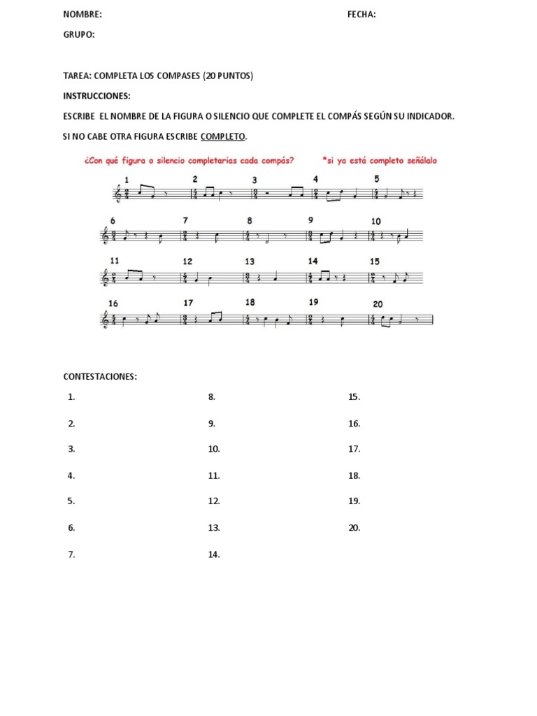 Tarea Completar Compases | PDF